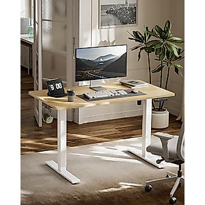 Marsail Electric Standing Desk, Adjustable Height Stand up Desk, 48 x 24 Inches Sit Stand Home Office Desk, Computer Desk, Maple