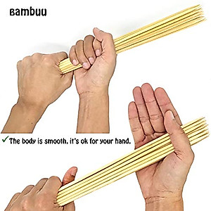 BAMBUU | Bamboo Skewers 12Inch | (More Sizes: 6”/10”/12”) | Thick Sturdy Φ=0.16inch (4mm)-100pcs | Natural Bamboo Sticks | Wooden Skewers