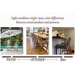 PURPLE LEAF Outdoor Counter Height Bar Stools Chair Set of 2 Modern Patio Metal Stools with Backrest and Arm, Cushions Included