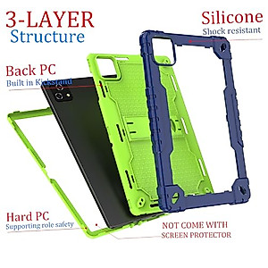 SOATUTO for T-Mobile Revvl Tab 5G Come with Tempered Glass Screen Protector Film Tablet Case with Kickstand/Shoulder Strap Kids Friendly Shell Fit for T-Mobile Revvl 10.36 inch (Navy+Green/2 Pcs)