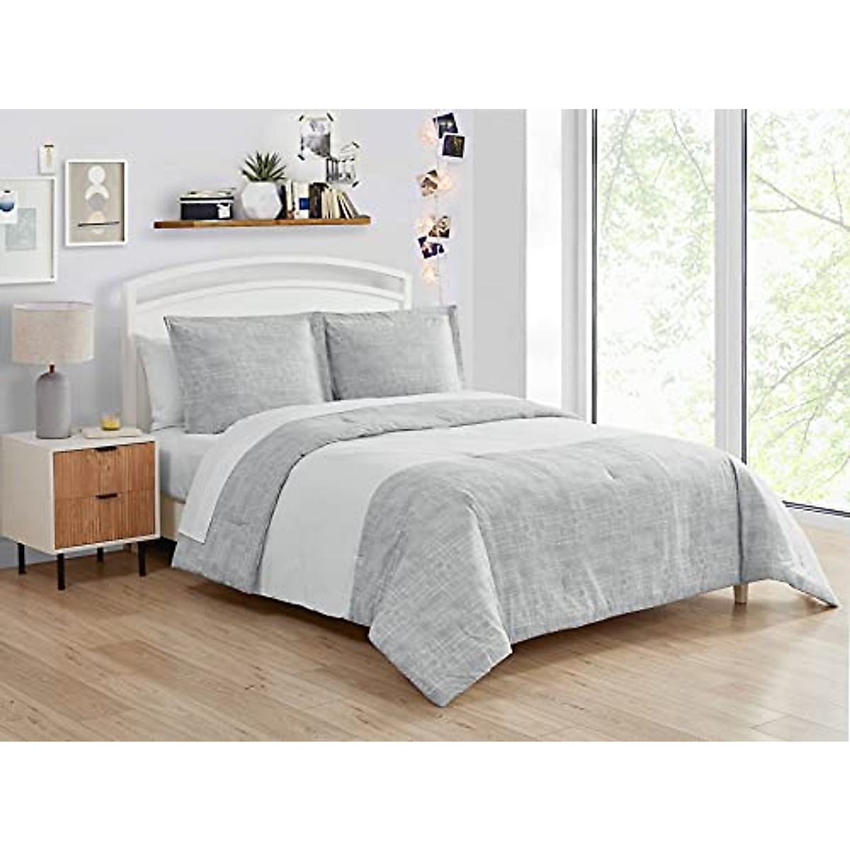 Poppy & Fritz | Stripe Collection| Duvet Cover Set- 100% Cotton Ultra Soft, All Season Bedding, Pre-Washed for Added Softness, Twin, Grey