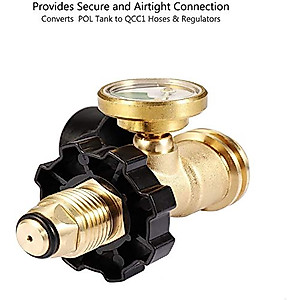 FIRELOOP Outdoor Propane Tank Gauge Gas Pressure Digital Tank Gauge Rv Camper Cylinder BBQ Gas Grill Heater Pol to Qcc1 Adaptor (with Dust Cap) Gas Level Indicator Leak Detector