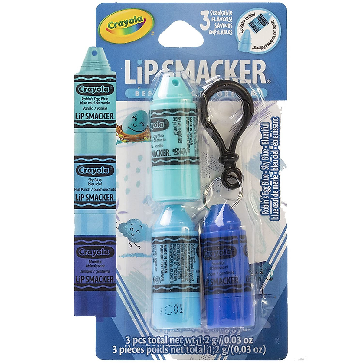 Lip Smacker Crayola Crayon Stackable Flavored Clear Lip Balm, Blue