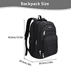 15.6 Inch Padded Laptop Backpack, 32L Business Travel Backpack with USB Charging Port Earphone Port, Waterproof College School Bag with Anti Theft for Men, Black