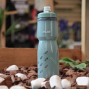 CamelBak Podium Chill Insulated Bike Water Bottle - Easy Squeeze Bottle - Fits Most Bike Cages - 24oz, Sage Perforated