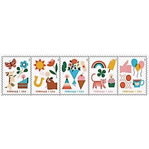 Thinking of You (Sheet of 20) Postage Forever Stamp US First Class Letter Card Flower Stickers Birthday Anniversary Wedding Celebrate 2023 Scott #5803-5807