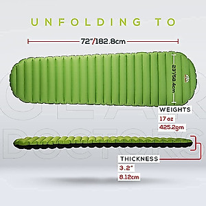 Gear Doctors Ultralight 17oz Apollo-Air Sleeping pad + Teal Anti Slip Camping Pillow Duo, 5.2 R-Value 4 Season Air Mattress with Ergonomic Ultralight Pillow The Size of A Soda Can