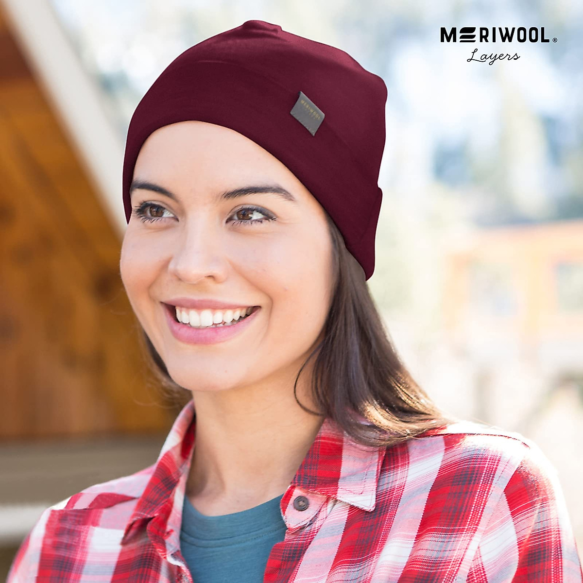 MERIWOOL Unisex Merino Wool Cuff Beanie Winter Hat for Men and Women Wine
