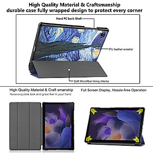 UUcovers Case for Samsung Galaxy Tab A8 10.5" (2022) (SM-X200/X205/X207) Magnetic Cover with Auto Sleep/Wake Multi-Angle Stand Lightweight PU Leather Hard Back Shockproof Shell,Van Gogh, Starry Night