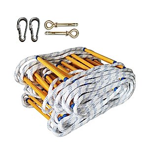 QWEASDF Fire Escape Ladder, Flame Resistant Safety Rope Ladder, Emergency Fire Ladder, with Buckle, Fast to Deploy in Fire, Reusable, Sturdy and Strong, for Home, Office, Outdoor,5m/16.4ft