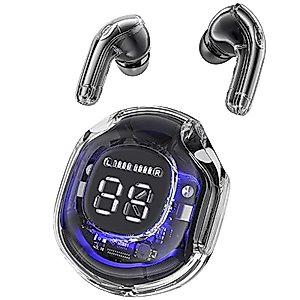 ACEFAST Wireless Earphones Bluetooth 5.3 Headphones LED Power Display Mini Crystal in-Ear Earbuds with Wireless Charging Case Touch Control Built-in Mic Headphone for Sports Waterproof Earphone