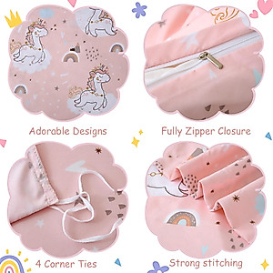 JSD Pink Unicorn Kids Duvet Cover Set Twin Size, 2 Piece Girls Printed Microfiber Bedding Comforter Cover with Pillow Sham Zipper Closure