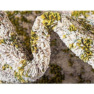 Unique Loom Estrella Collection Abstract, Modern, Light Colors, Distressed Area Rug, 2 ft x 7 ft, Blue/Beige