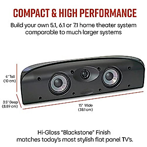 Polk Audio Blackstone TL1 Speaker Center Channel with Time Lens Technology | Compact Size, High Performance, Powerful Bass | Hi-Gloss Blackstone Finish | Create your own Home Entertainment System