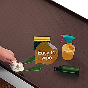 AECHY Under Sink Mats for Kitchen Waterproof, 28" x 22" Under Sink Tray, Under Kitchen Sink Mat with Unique Drain Hole, Waterproof & Flexible Under Sink Liner for Kitchen and Bathroom Brown