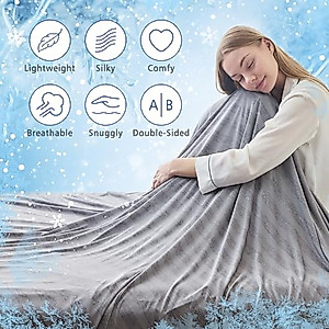 EMME Cooling Blankets Queen Size (90"x 90") for Hot Sleepers, Summer Bed Blanket, Thin Light Bedspread Quilt Coverlet for Night Sweats, Double Sided Keep Body Cool, Grey Cold Blankets for Sleeping