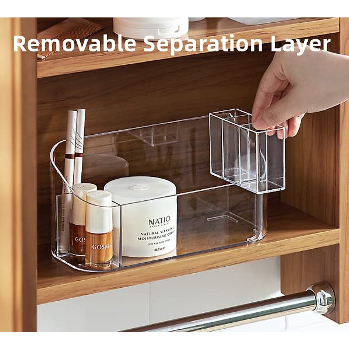 DiiuuAII Makeup Organizer, Small Clear Cosmetic Display Case, Removable Layered Plastic Clear Tabletop Holder Stand For Cosmetic, Perfume, Lotions Skin Care, Makeup Brushes, Lipsticks