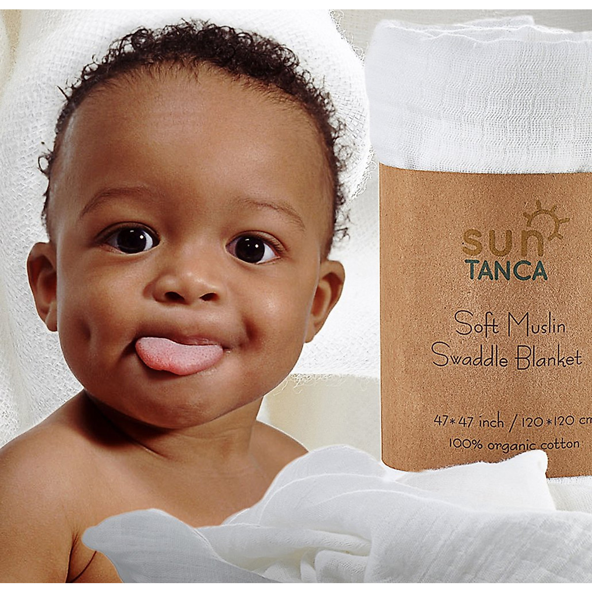 White Muslin Baby Swaddle Blanket – 100% Organic Cotton Perfect for Swaddling and Nursering – Breathable Soft Cover and Wrap and Crib Muslin Blanket – Best Receiving for Kids - Newborn Boy Girl