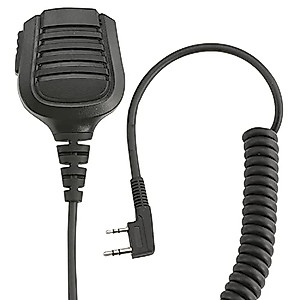 Rugged Remote Shoulder Speaker Mic for Off Road Racing Radios 2-Pin Kenwood & Baofeng – Connects to Two Way Handheld Radio and 3.5 Ear Piece Jack