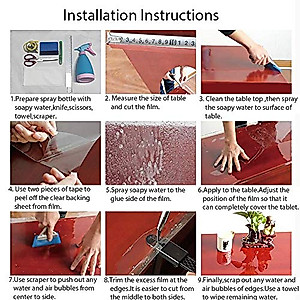 HOHOFILM Self Adhesive Clear Table Protective Film for Dining Room 27.5" x16ft Table Heat Resistance Waterproof Protection Cover for Kitchen Dining Table,Countertop,Wood Table