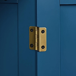 Topeakmart Wood Bathroom Floor Cabinet, Free Standing Storage Cabinet with 3 Drawers and Cupboard, Hallway/Entryway Cabinet, Living Room Accent Furniture, Navy Blue