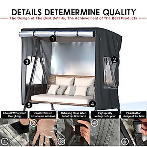 TBNO Outdoor Swing Cover,Patio Swing Chair Cover,Garden Hammock Glider Chair Cover,Can be Used Without Disassembly,Black (68”x45”x61”)