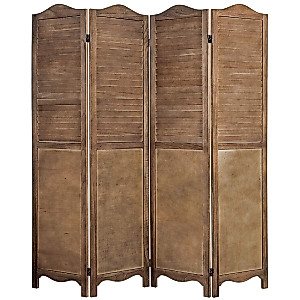 Room Divider Privacy Screen 4 Panel Room Dividers and Folding Privacy Screens 5.6ft.Tall Rustic Wood Brown Room Divider Wall Separator Partition Freestanding