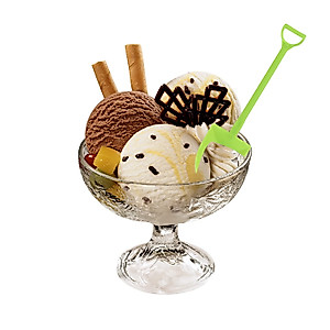 Ouliget Mini Shovel Shape Spoons,Cute Disposable Plastic Dessert Spoons,Ice Cream Dessert Spoon Shovels,100 Pieces,Green,4.7 Inch.