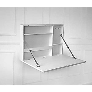 Prinz Work from Home Fold Down Wall-Mounted White 36' X 24' Murphy Desk with Chalkboard, 36' X 24' X 5'