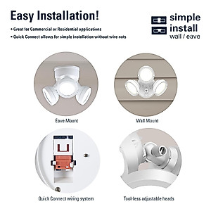 HALO TGS Outdoor Integrated LED Flood & Security Light Triple Round Head White