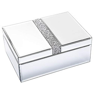 Large Diamante Glass Jewelry Box Jewelry Organizer Storage Decorative Box Organizer for Women Girls Luxurious Gift
