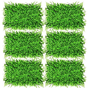 tonchean Grass Wall Panel 12PCS Artificial Hedge Panels 24 x 16inch Faux Greenery Wall Backdrop Topiary Fence Screen for Indoor Outdoor Decor Garden Fence Backdrop