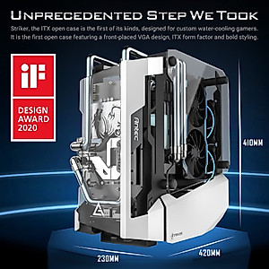 Antec Striker Aluminum and Steel ITX Computer Case, Front GPU Mount, Up to 4 x 120 mm Fan Support, USB 3.1 Type-C Ready and PCI-E Riser Included (Striker Mini)