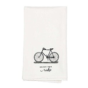 Jozie B Enjoy The Ride Bicycle 18 x 22 All Cotton Flour Sack Towel Set of 2