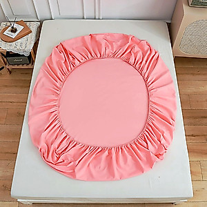 Pengcen Bedding Bed Sheet 3 Pieces Set,Pink Soft Microfiber Bedding Sheet Set,1 Bottom Fitted Sheet and 2 Pillowcases,Full Size