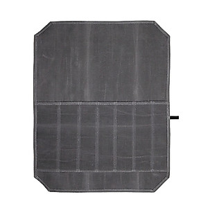 Waxed Canvas Cutlery Cover, Chef Knife Roll Pouch, Kitchen Cooking Tool Knife Holder Organizer, Foldable Multipurpose Travel Tool BBQ Tool Roll Pouch with 7 Slots, Grey, Waterproof