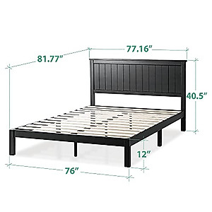 ZINUS Santiago Wood Platform Bed Frame / Wood Slat Support / No Box Spring Needed / Easy Assembly, King,Black