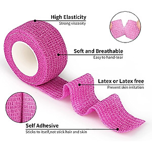 Lenicany 12Pack 1” x 5 Yards Self Adhesive Bandage Wrap, Elastic Self Breathable Self Adherent Wrap for Pets, Athletic Cohesive Bandage for First Aid, Sports Injury & Protection, 12Color