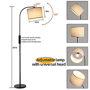 QYE Arc Floor Lamp with Remote,Modern Floor Lamp with Stepless Dimmable Bulb,Tall Lamp for Living Room with Smart LED RGB Bulb app Control.Mid Century Standing Lamp for Bedroom.