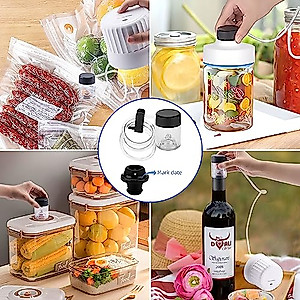 Electric Mason Jar Vacuum Sealer for Wide & Regular-Mouth Jar and Accessory Hose Compatible with FoodSaver Vacuum Sealer and Vacuum Container, Wine Vacuum Stoppers, Vacuum Sealer Kit for Wine Food Storage and Fermentation