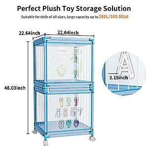 Asacbiiin Kids Stuffed Animal Storage Zoo: Extra Large Stuffed Animal Organizer Bin with Lid, Stainless Steels Stuffed Animal Holder Plushies Storage Box for Boys Girls Bedroom Nursery Playroom