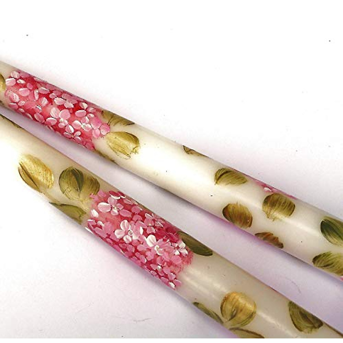 Decorative Dripless Romantic Hand Painted Pink Hydrangea Flower Taper Candles Shabby Chic Floral Decor Home Accents