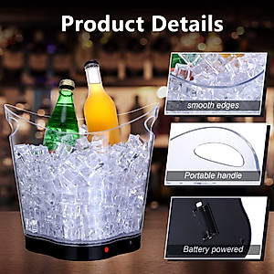 LED Ice Bucket Bulk 6.5 L Large Capacity Light Ice Wine Bucket 7 Color Gradient Cooler Bucket Battery Powered Glowing Plastic Champagne Beer Bucket Drink Container for Home Club Party Bar KTV (6 Pcs)
