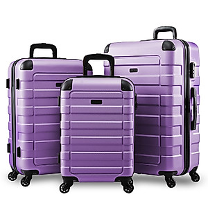 Hipack Hardside 3-Piece Spinner Luggage Set, Lavender, One_Size