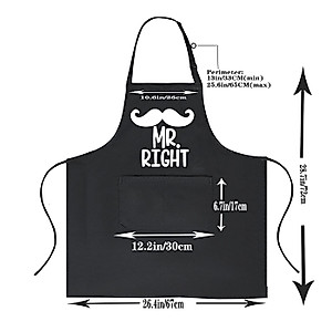 POTALKFREE Cooking Apron for Men Women with Pockets, Mr. Right Mrs. Always Right Aprons Set, Couples Gift for Engagements, Weddings, Anniversaries, Bride, Groom, Husband and Wife