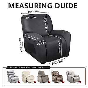 molasofa Recliner Chair Covers - 4 Pieces Leather Like Large Recliner Covers with Pocket Soft Stretch Recliner Slipcover for Lazy Boy Recliner Chair Washable Furniture Protector (Dark Grey)