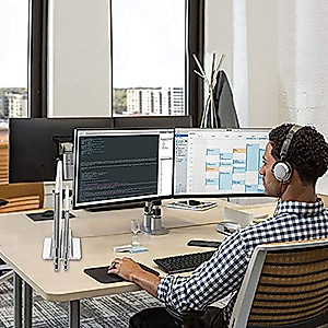 Universal Laptop Vertical Stand, Dual Desktop Stand Adjustable Notebook Stand (up to 17.3 inches) for Samsung/HP/Dell/Chrome Book laptops (Silver)