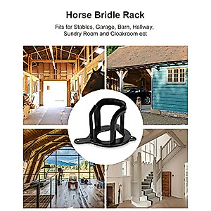 4 Counts Horse Bridle Rack Bridle Hooks, Bridle Bracket Metal Bridle Holder Wall Mount with Tubes and Screw for Horse Barn Supplies, Black