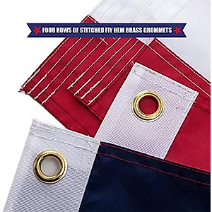 This 3x5 ft American Flag Outdoor The Strongest, Longest Lasting, 3x5 ft. 100% Made in USA Embroidered Stars Sewn Stripes Brass Grommets Foot Heavy Duty Nylon…