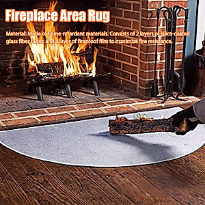 Fireplace Area Rug Fire Retardant Fiberglass Half Round Hearth Rug Non Slip Floor Mat Protects Floors from Sparks Embers Logs 24x42inches
